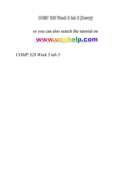 Comp 328 week 6 lab 6 | PDF