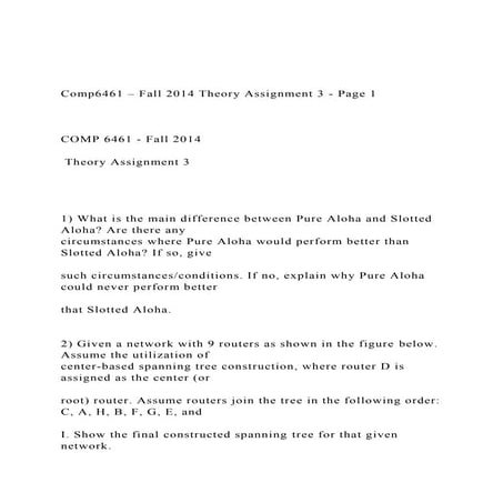 Comp6461 – Fall 2014 Theory Assignment 3 - Page 1 COM.docx