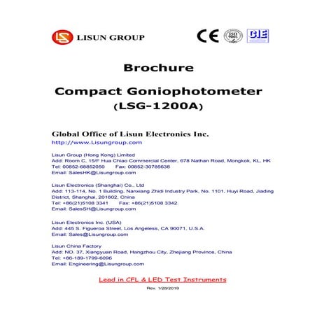 LISUN Compact Goniophotometer LSG-1200A | PDF