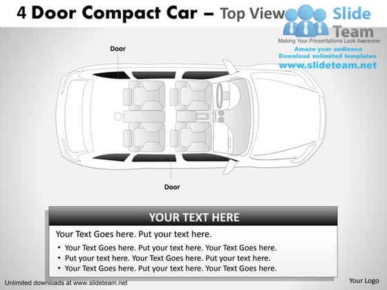 Cars 4 door red car top view power point slides and ppt diagram ...