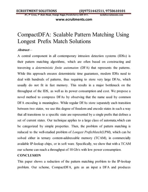 Compact Dfa Scalable Pattern Matching Using Longest Prefix Match Solutions Pdf
