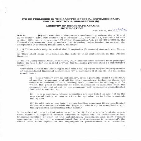 Latest Companies (Accounts) Amendment Rules, 2016 | PDF
