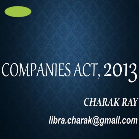 COMPANIES ACT, 2013 | PPT