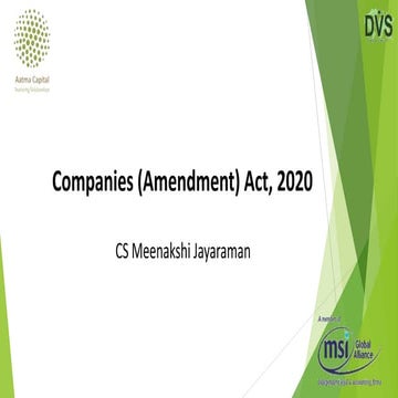 Companies (Amendment) Act, 2020 | PPTX