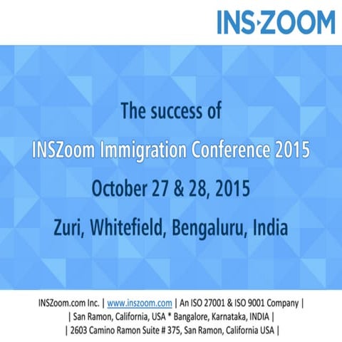 The success of INSZoom Immigration Conference 2015 | PDF
