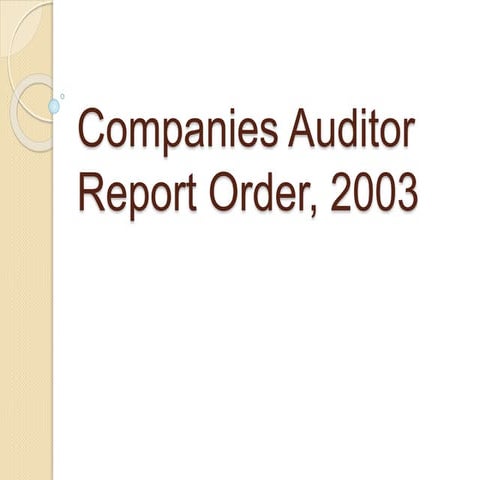 Companies auditor report order, 2003 | PPT