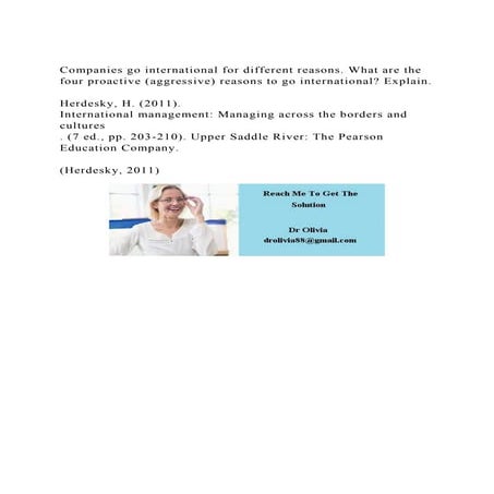 Companies go international for different reasons. What are the fou.docx