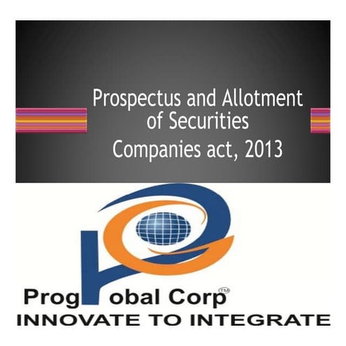 Prospectus and Allotment of Securities COMPANIES ACT, 2013 | PDF
