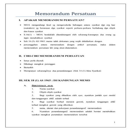 memorandum persatuan syarikat | DOCX