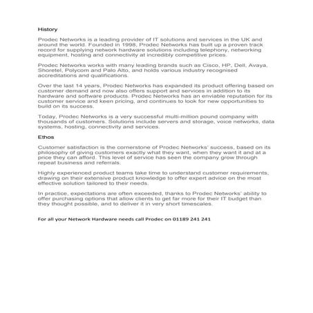Network Hardware - Prodec Networks | DOCX