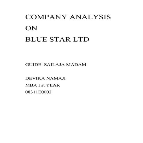 Company Analysis Of Blue Star | DOC