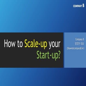 [Company B] 스타트업 스케일업 how to scale up your startup | PPT