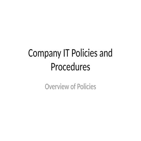 Bizmanualz Computer IT Policies and Procedures Manual TOC | PDF