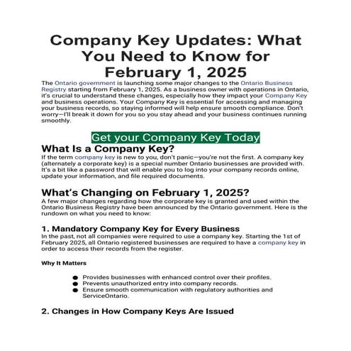 Company Key Updates: What You Need to Know for February 1, 2025-Ontario ...