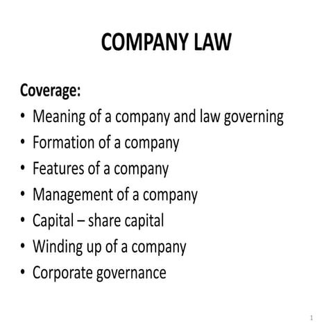 COMPANY LAW- .Law governing companiespptx | PPTX