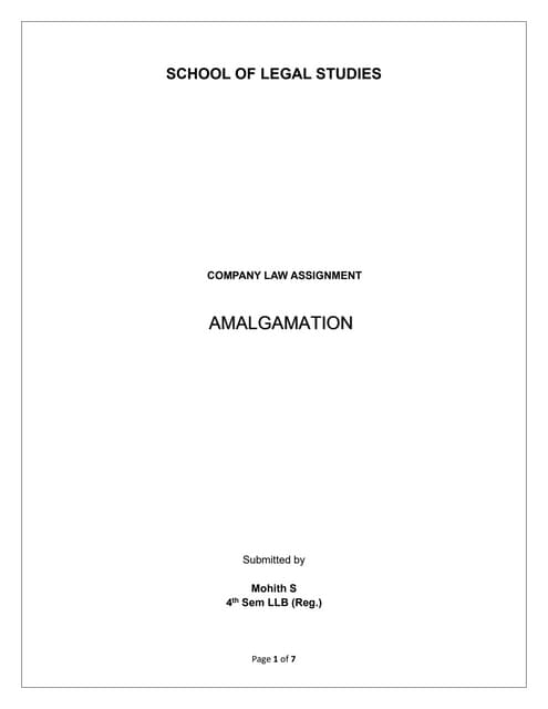 Merger and-amalgamation | PDF