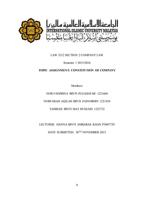 Company law 1994 summary final | PDF