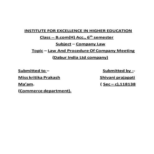 company law project docx | DOCX