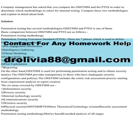 Company management has asked that you compare the OSSTMM and the PTE.pdf