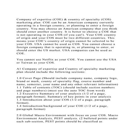 Company of expertise (COE) & country of specialty (COS) marketing .docx