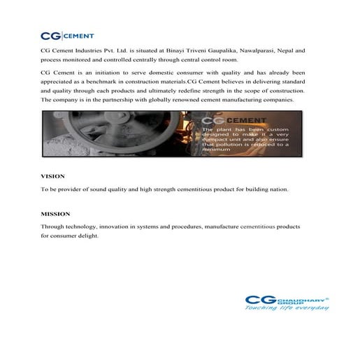 Company profile of CG Cement | PDF