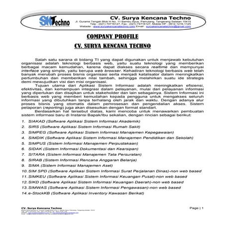 @Company profile cv. surya kencana techno | PDF