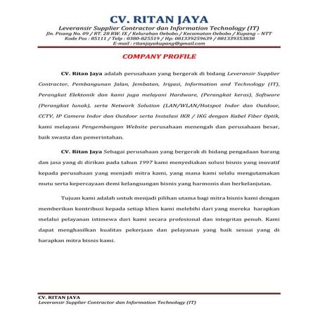 COMPANY PROFILE CV RITAN JAYA | PDF
