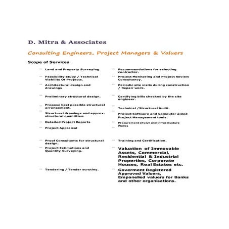 Company profile of D. MITRA & ASSOCIATES | DOCX | Civil Engineering ...