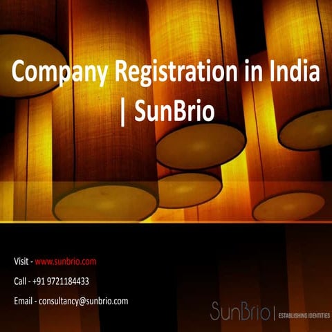 Company Registration in India | SunBrio | PPT