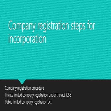 Company registration steps for incorporation | PPT