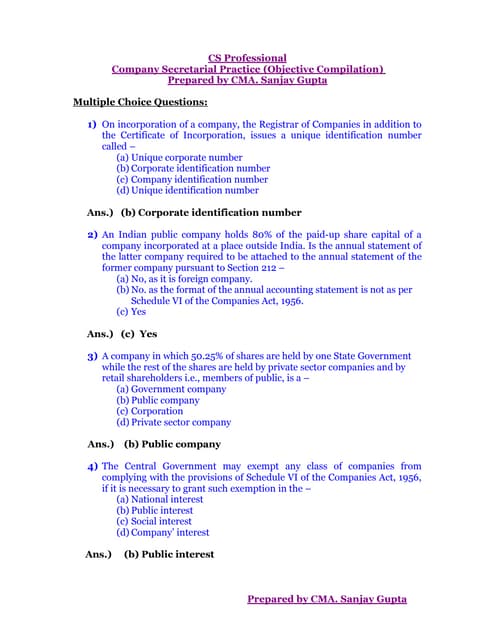 Secretarial practice MCQs | PDF