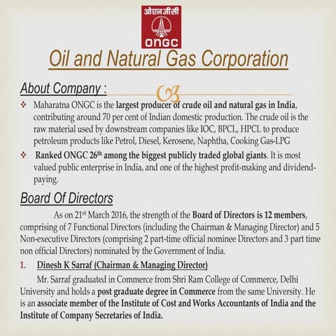 Corporate Overview, Narendra Kumar Verma, ONGC | PDF