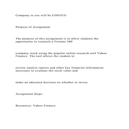 Company to use will be COSTCOPurpose of AssignmentTh.docx
