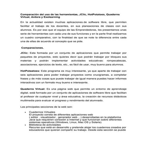 Comparación del uso de las herramientas | PDF | Computing | Technology & Computing