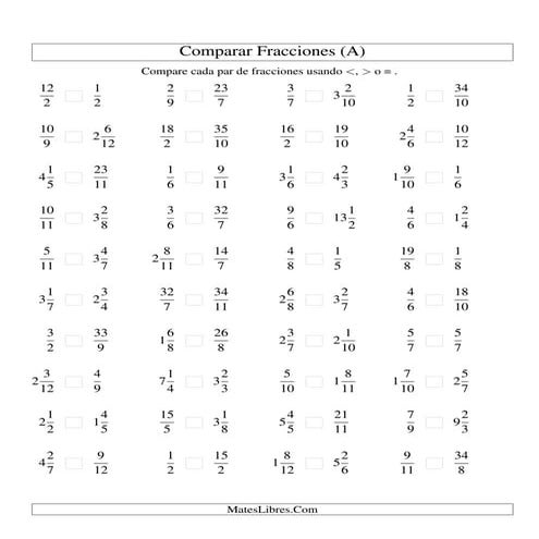 Comparar fracciones | PDF