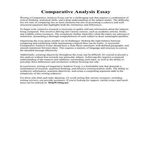 Comparative Analysis Essay. How to Write a Comparative Analysis Essays ...