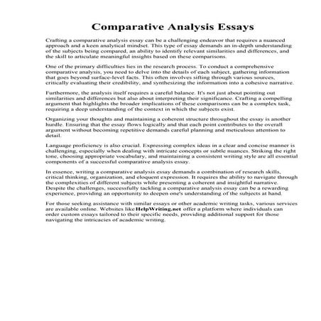 Comparative Analysis Essays How To Write A Comparative Analysis Essay