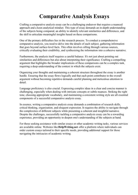Comparative Analysis Essays How To Write A Comparative Analysis Essay