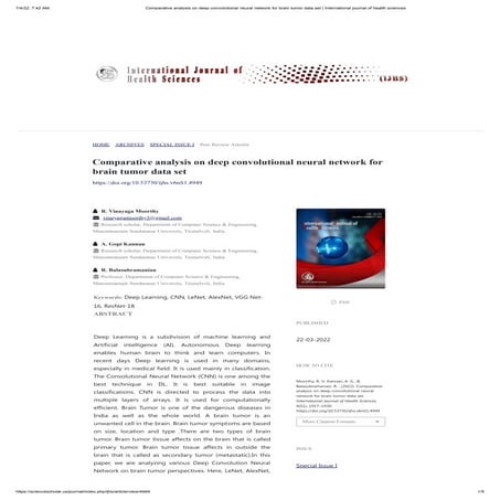 Comparative Analysis On Deep Convolutional Neural Network For Brain