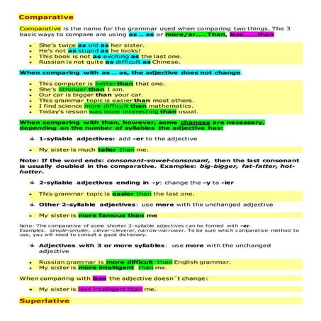 Comparative And Superlative Adjectives English Grammar Comparative And