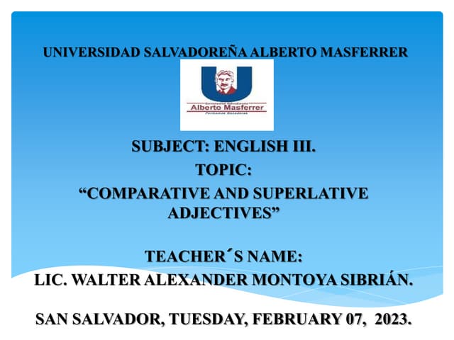 English Comparative and Superlative Adjectives Education Presentation ...