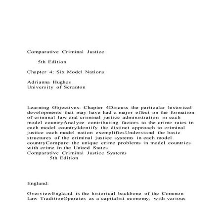 Comparative Criminal Justice 5th EditionChapt | DOCX