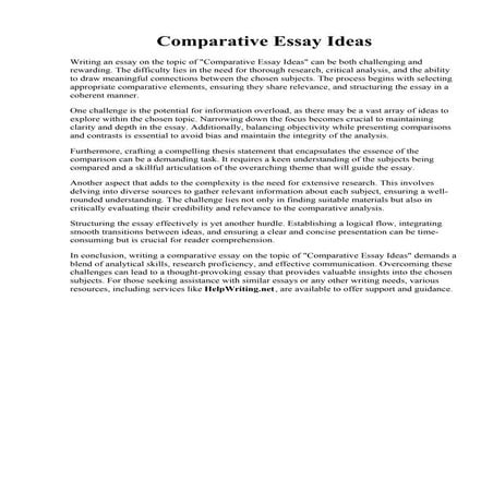 Comparative Essay Ideas. Comparative paper topics. Comparative Analysis ...