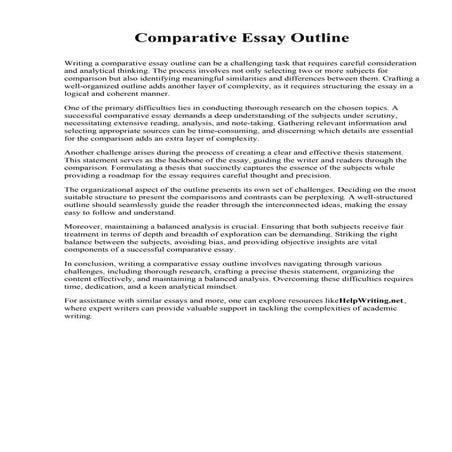 Comparative Essay Outline.pdf | Homework and Study | Education