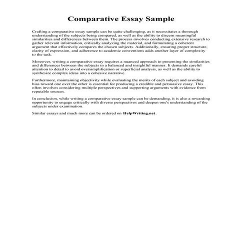 Comparative Essay Sample. Folsom Lake College | PDF