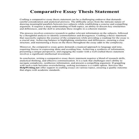 Comparative Essay Thesis Statement. The University of Texas Medical ...
