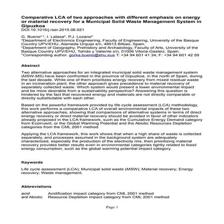 Comparative lca of two approaches with different emphasis on energy or ...