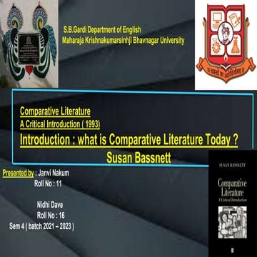 Introduction: what is comparative literature Today ? | PPTX