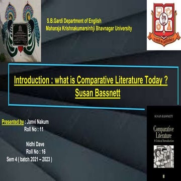 comparative literature by Susan Bassnett | PPTX