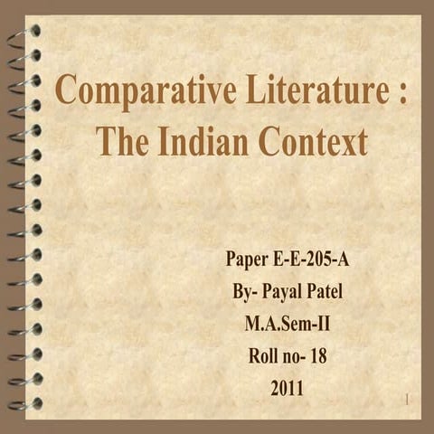 Comparative literature in indian context | PPTX